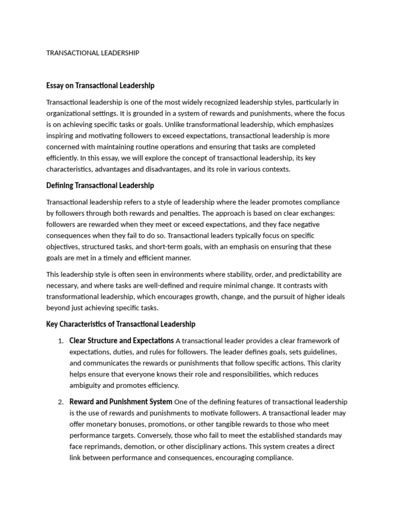 Transactional Leadership | PDF | Leadership | Motivational