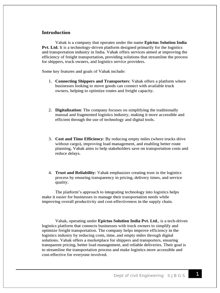 Vahak: Optimizing Freight Logistics in India | PDF | Logistics | Cargo