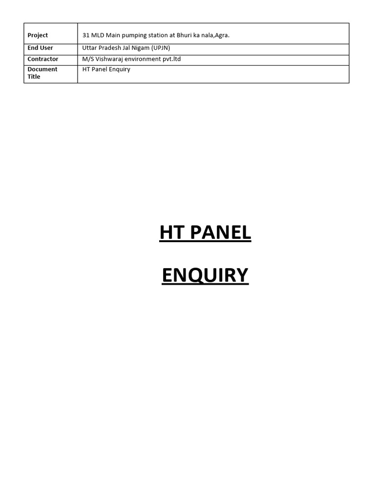 0 D935-31 MLD MPS at Bhurika Nala, HT Panel Enquiry | PDF | Alternating Current | Voltage