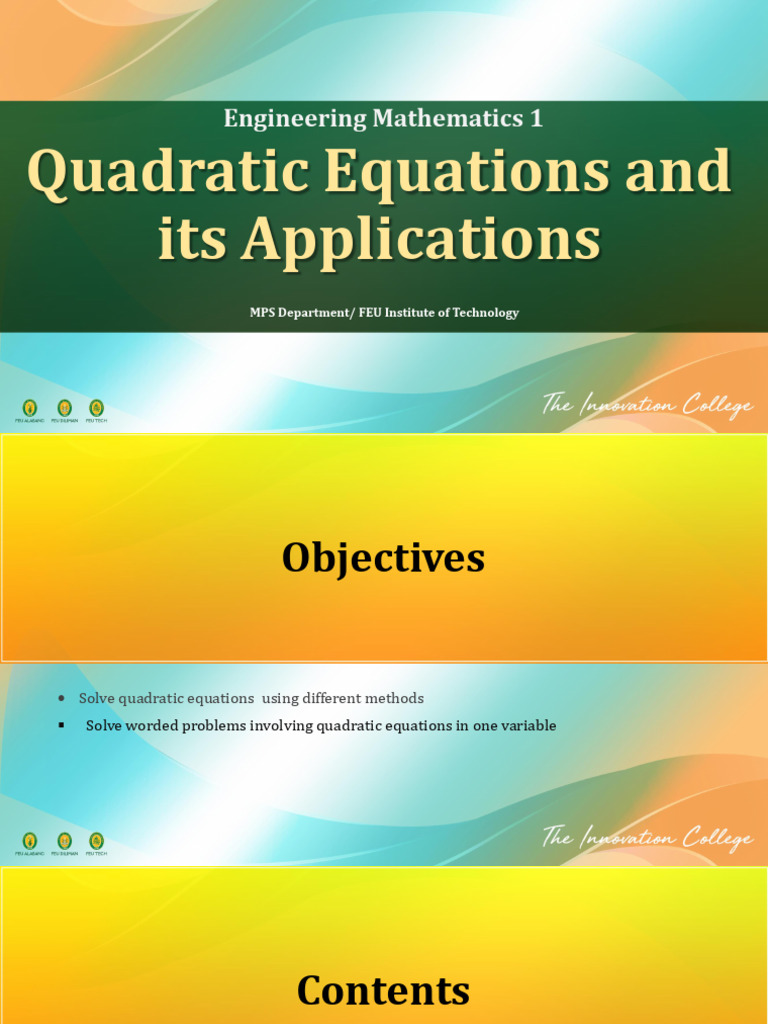 Solving Quadratic Equations Methods | PDF | Quadratic Equation | Equations