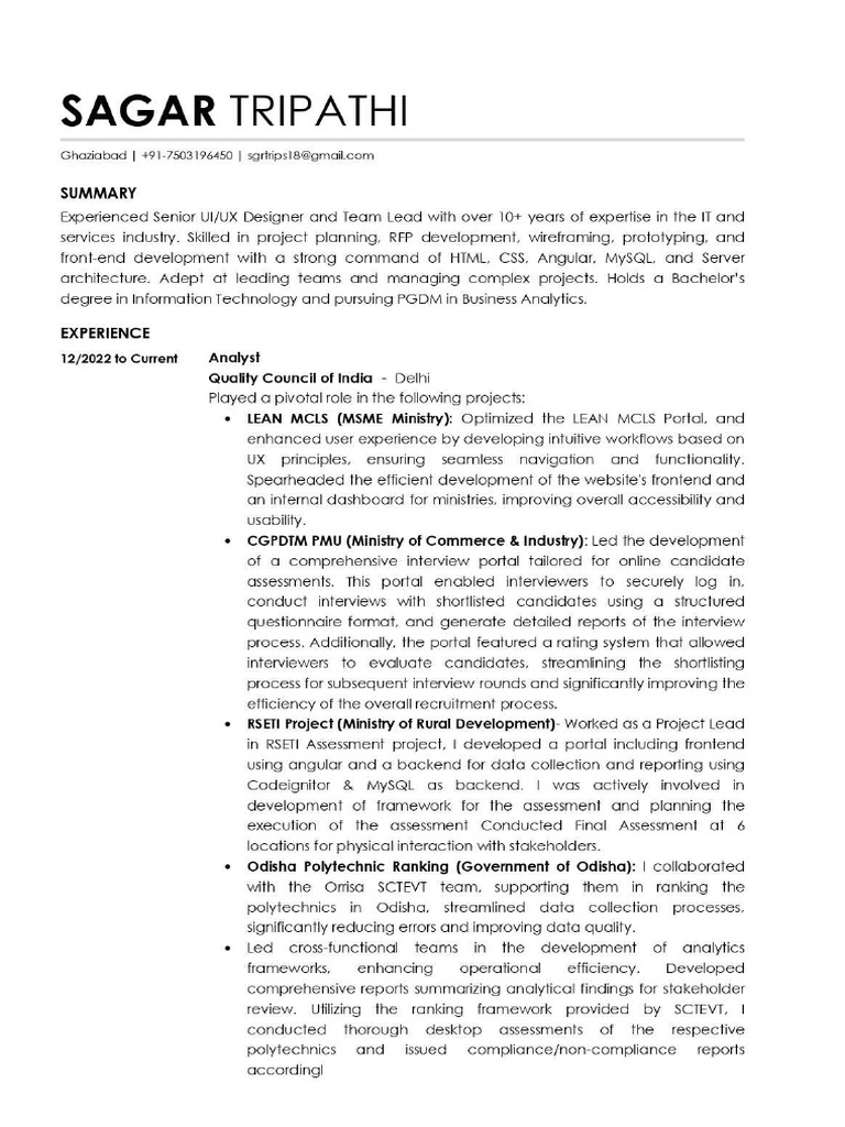 Sagar Tripathi - Frontend Developer | PDF