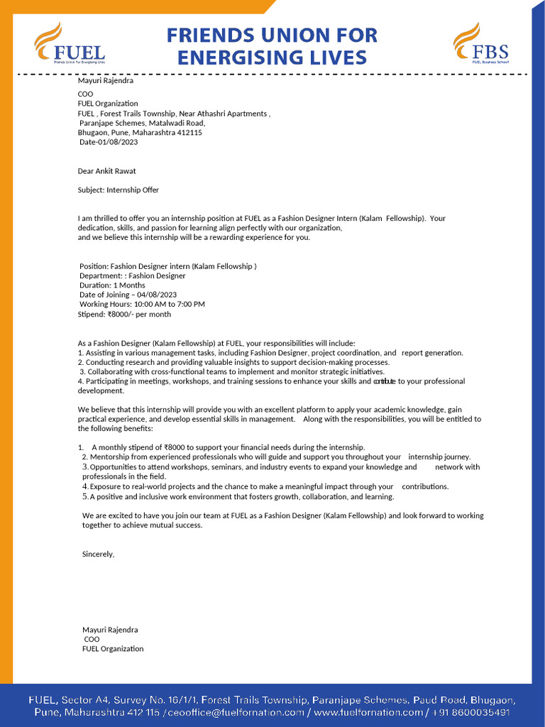 Ankit Rawat Offer Letter | PDF