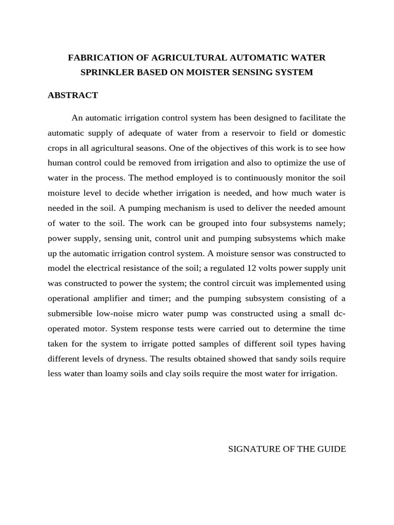 Agricultural Automatic Water Sprinkler Based On Moister Sensing System ...