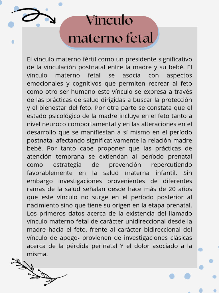 Vinculo Materno-Fetal | PDF | Teoría de apego | Feto