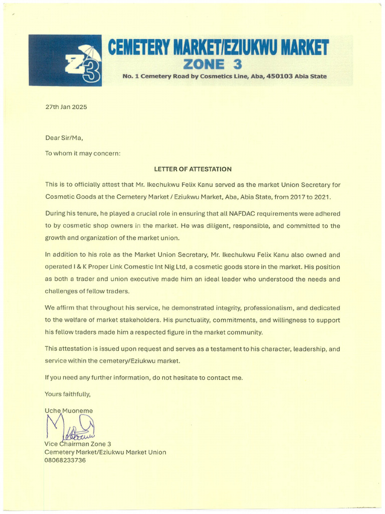 Letter of Attestation. | PDF
