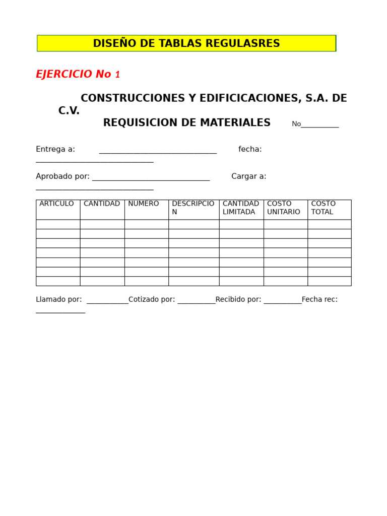 Diseño de tablas regulares | PDF