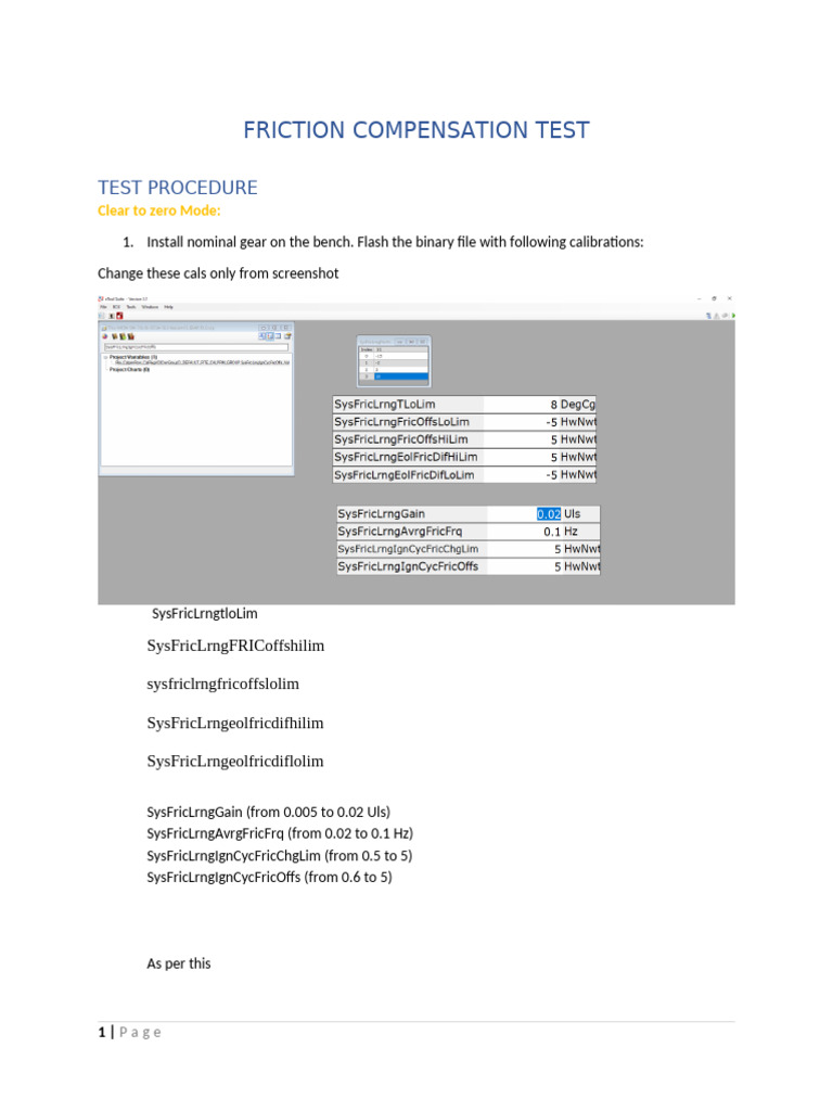 Friction Compensation Test Procedure | PDF