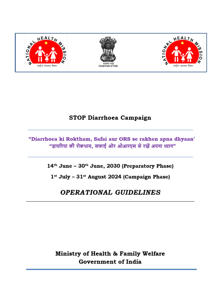 Guidance Document On Stop Diarrhoea Campaign 2024 | PDF | Diarrhea ...