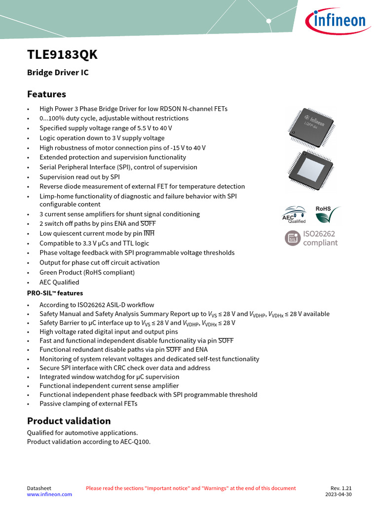 Infineon TLE9183QK DataSheet v01 00 EN-3364015 | PDF | Electrostatic Discharge | Amplifier