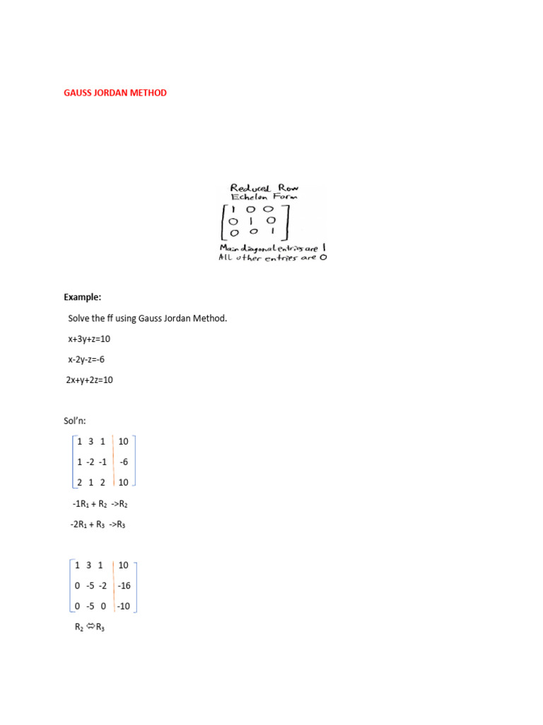 Gauss-Jordan Method Explained | PDF