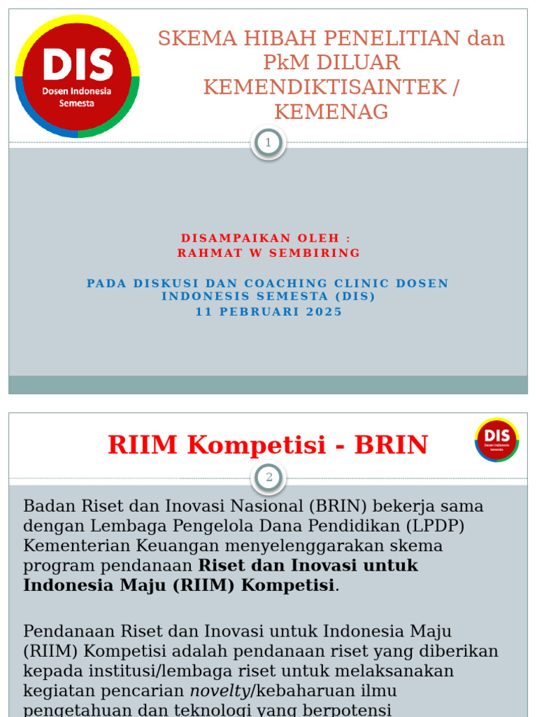 RIIM Kompetisi 2025 BRIN Guidelines | PDF | Natural Environment
