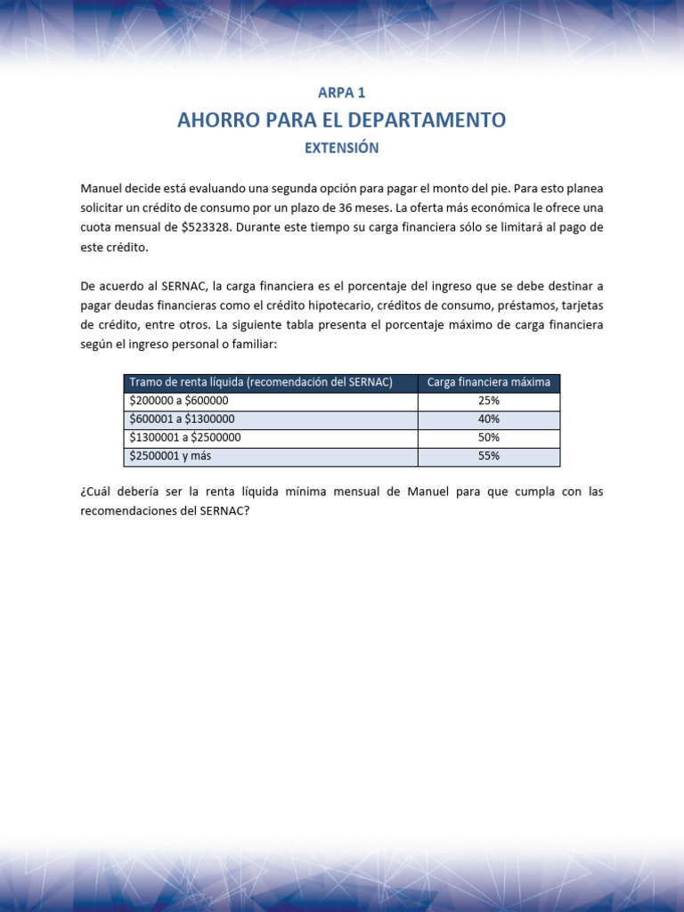 ARPA 1 Ahorro para El Departamento (Extensión) | PDF