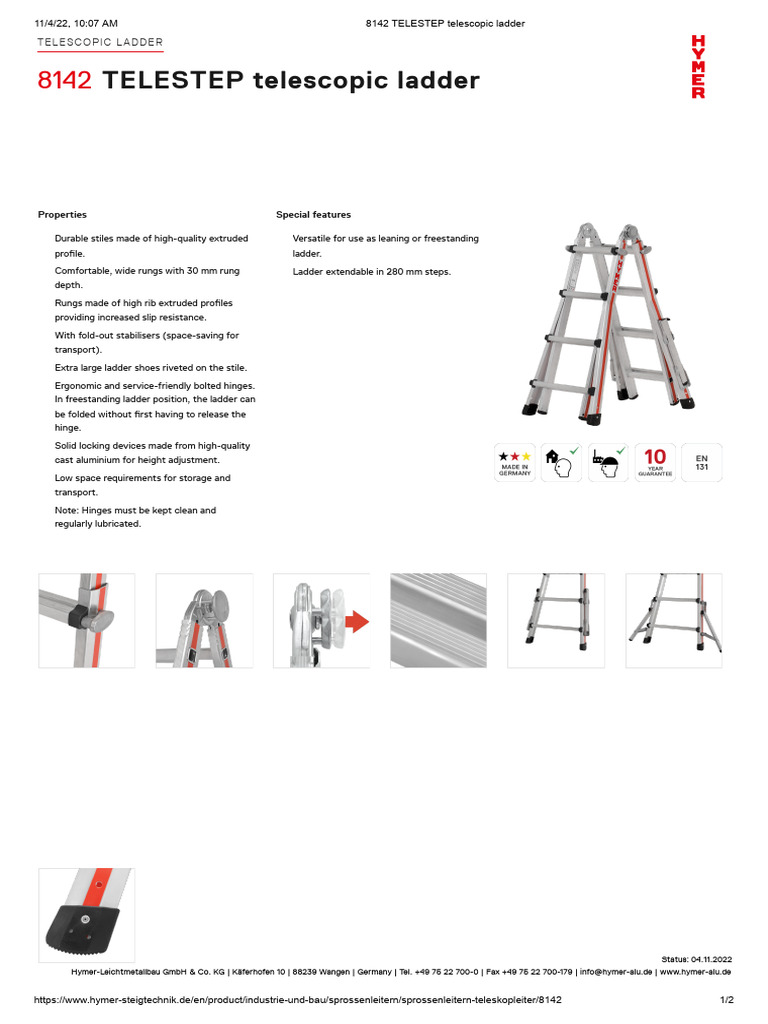 Hymer Telestep Telescopic Ladder Overview | PDF | Ladder
