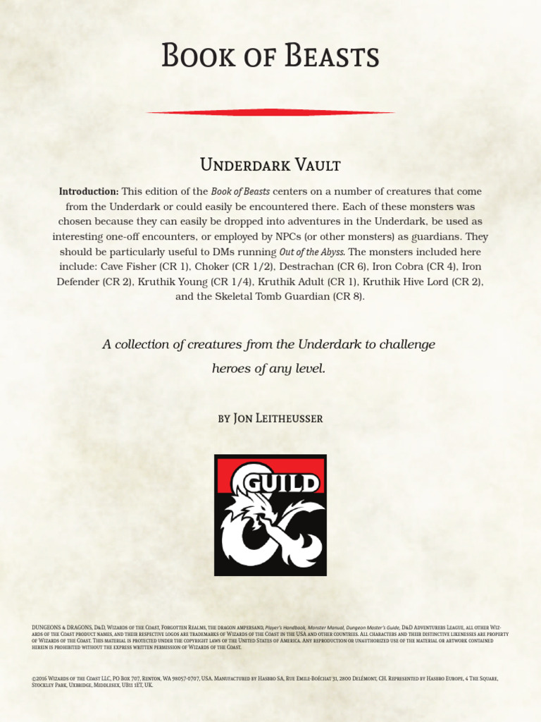 Book of Beasts Underdark Vault | PDF | Dungeons & Dragons | Wizards Of ...