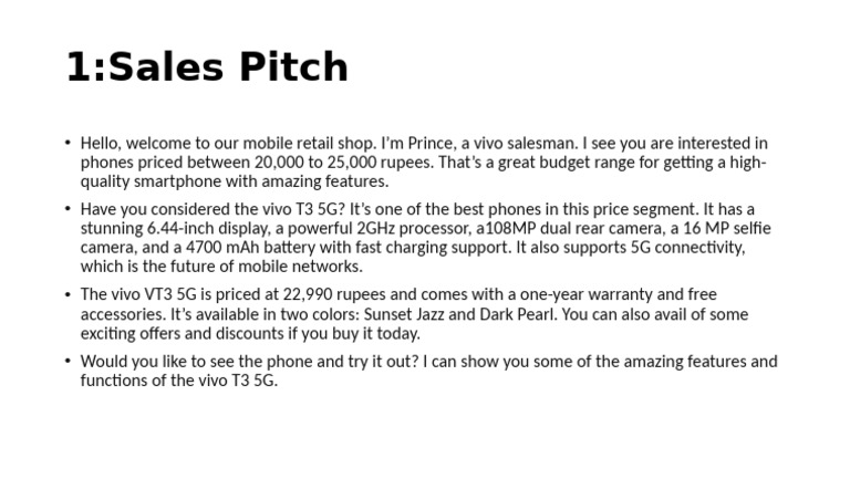 Sales Pitch | PDF