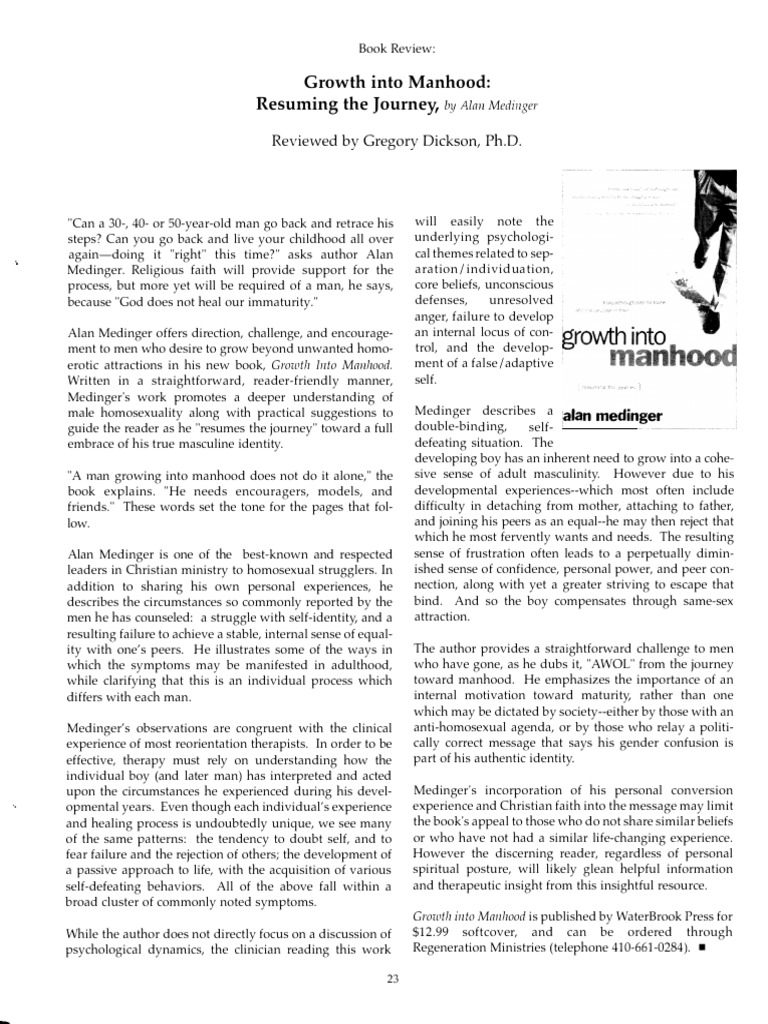Growth Into Manhood Resuming The Journey | PDF | Psychology ...