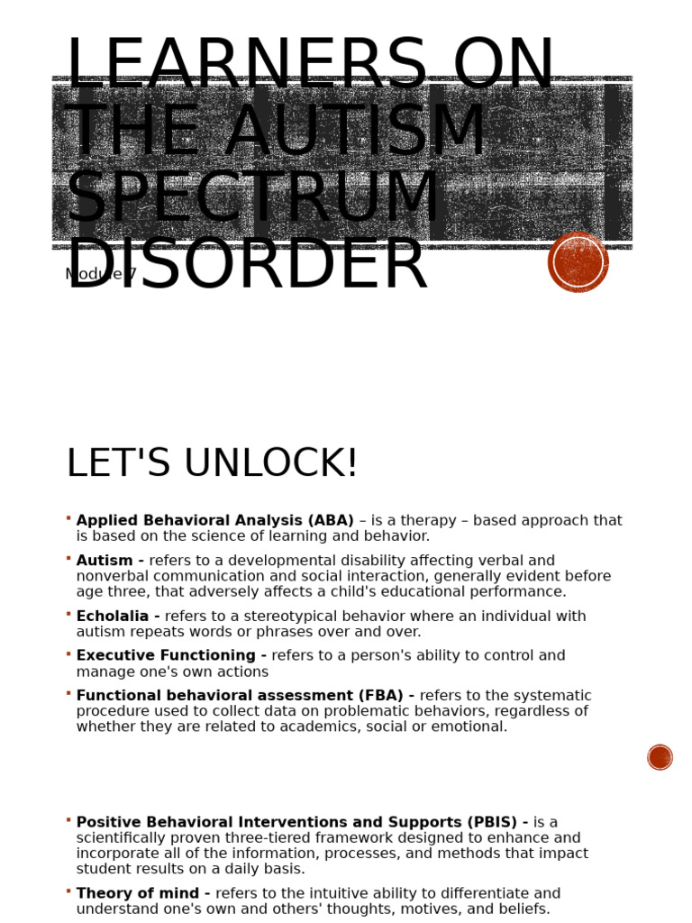 Learners On The Autism Spectrum Disorder | PDF | Autism | Behaviorism