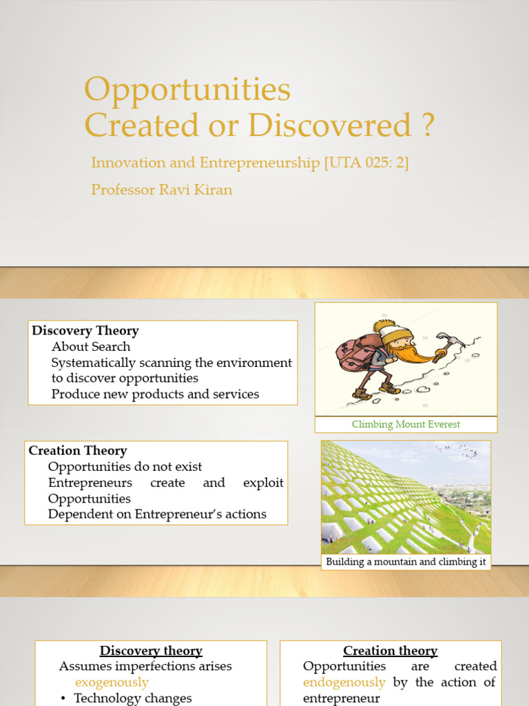Discovery vs. Creation in Entrepreneurship | PDF | Entrepreneurship ...