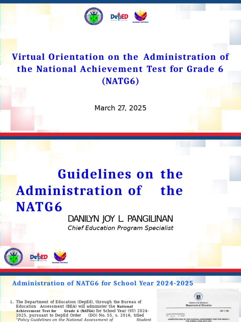 Orientation On The Administration of NATG6 | PDF | Educational Assessment