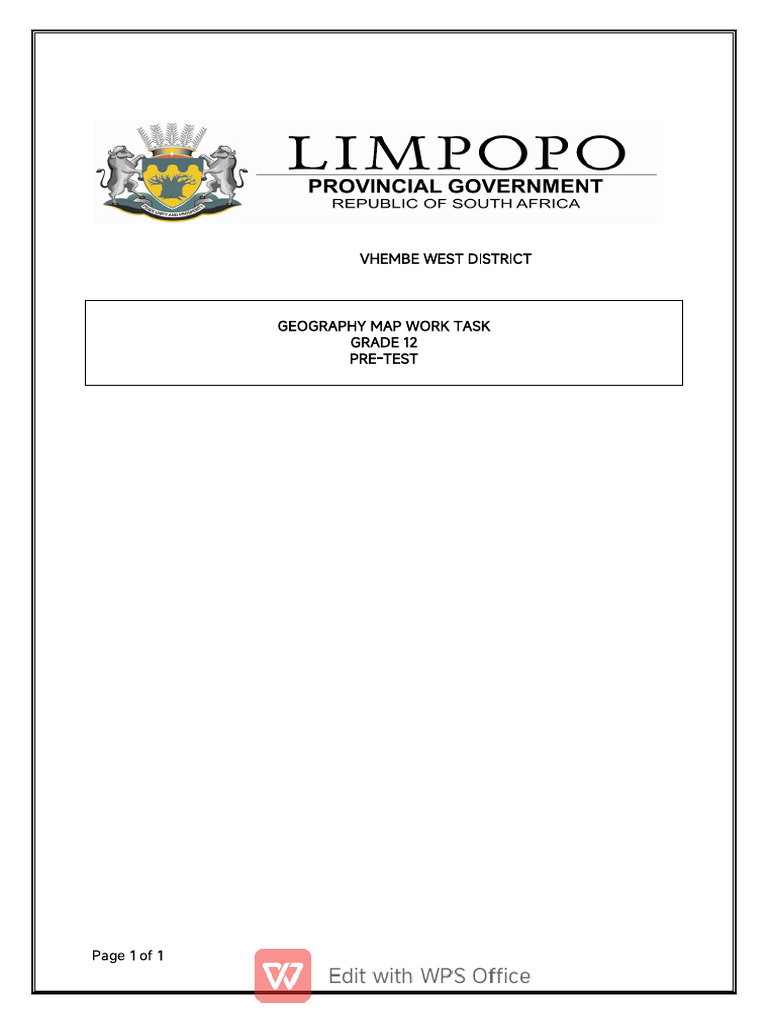 Grade 12 Mapwork Pre-Test | PDF | Geographic Information System ...