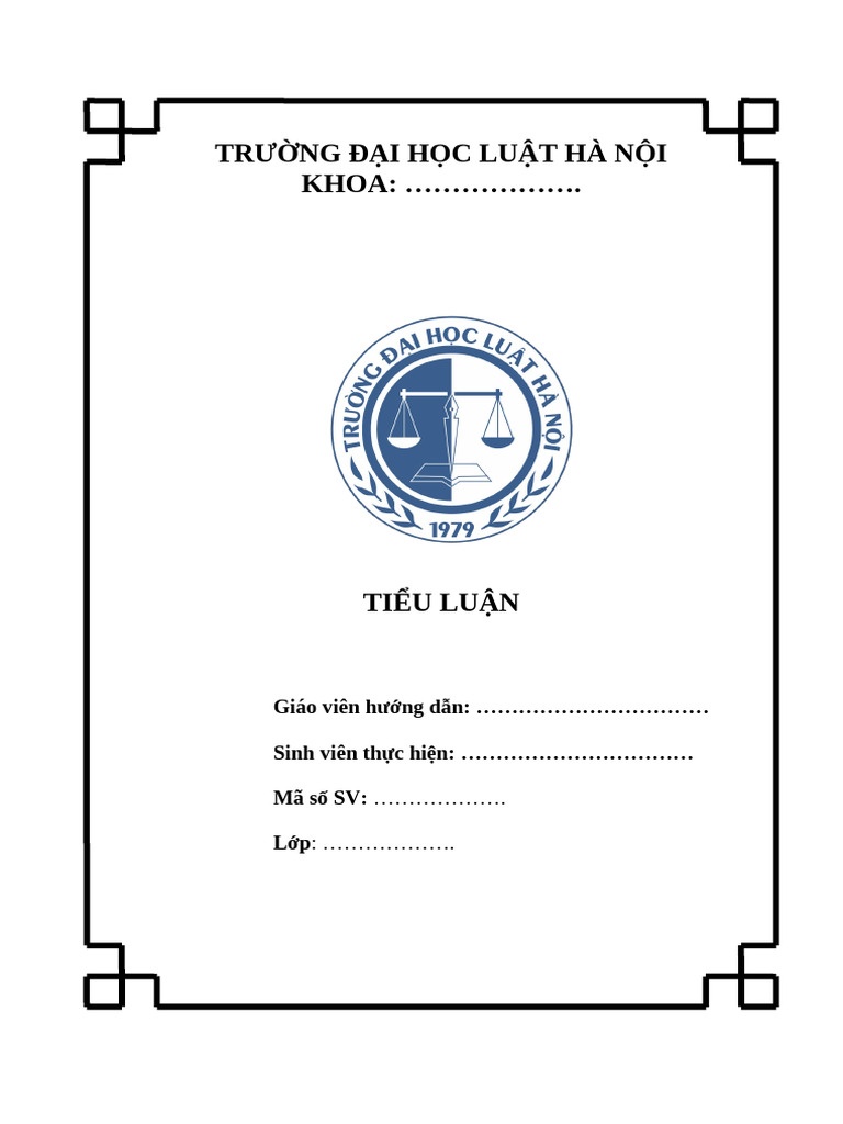 Mau Bia Tieu Luan Dai Hoc Luat Ha Noi | PDF