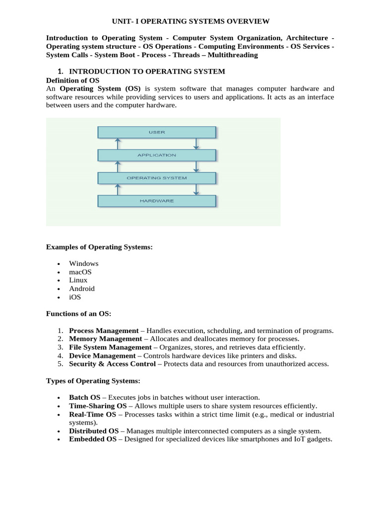 Os Study Material - UNIT 1 | PDF | Random Access Memory | Operating System