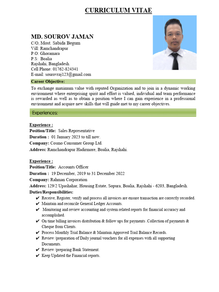 Curriculum Vitae of Sourov Jaman _1_ (1) (1) | PDF