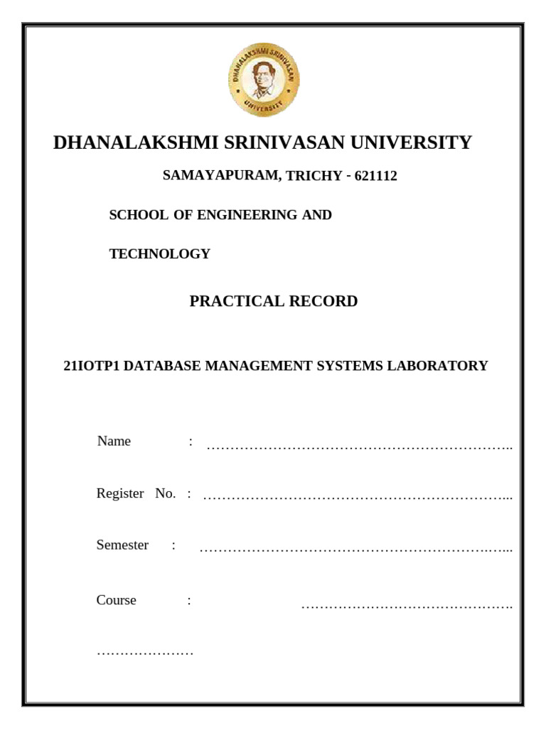 Dbms Lab Record Final - Print-1 | PDF | Relational Database | Pl/Sql