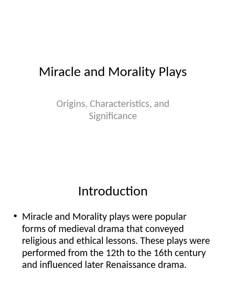 Miracle and Morality Plays Presentation | PDF