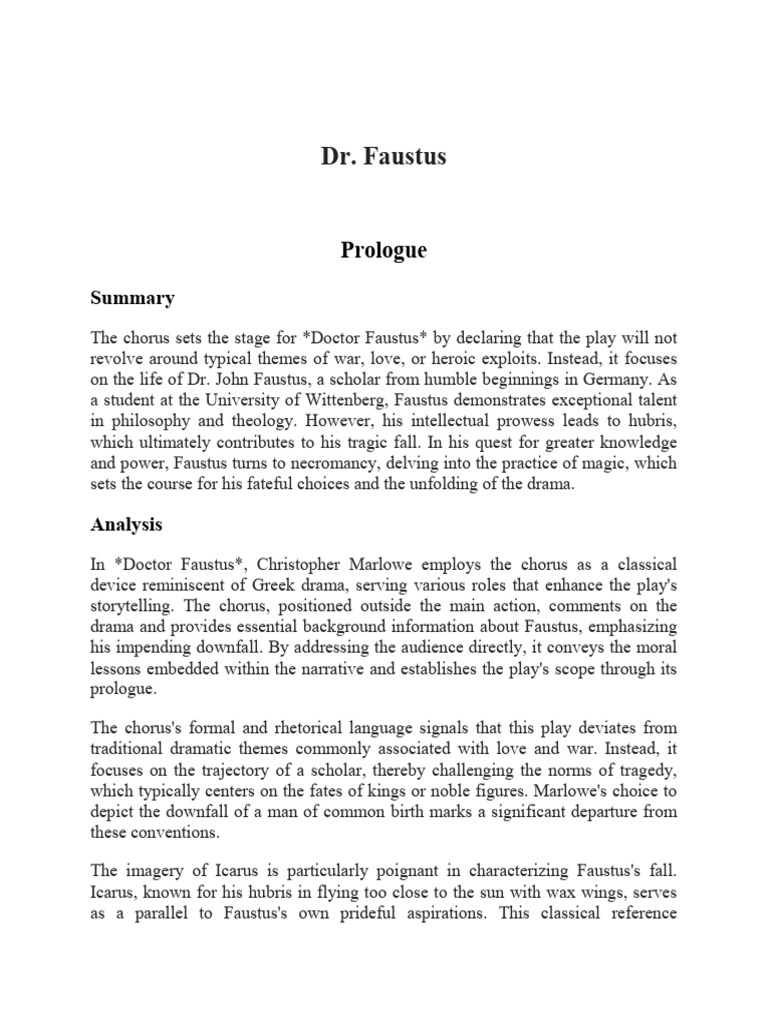 Role of Chorus in DR - Faustus | PDF
