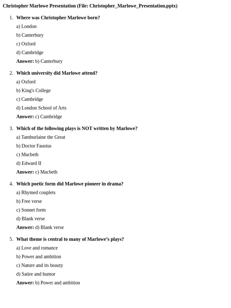 DR Faustus Practice MCQS For Quiz | PDF | Christopher Marlowe | Faust