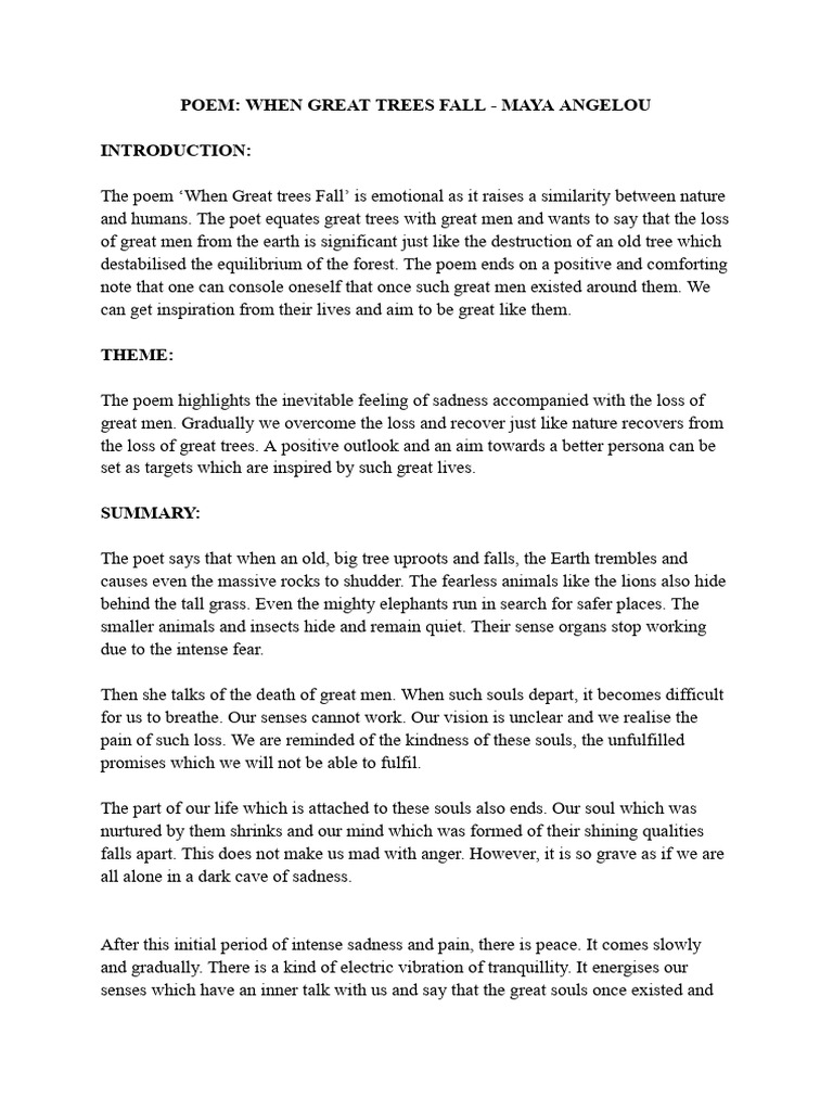 Analysis of "When Great Trees Fall" | PDF | Poetry