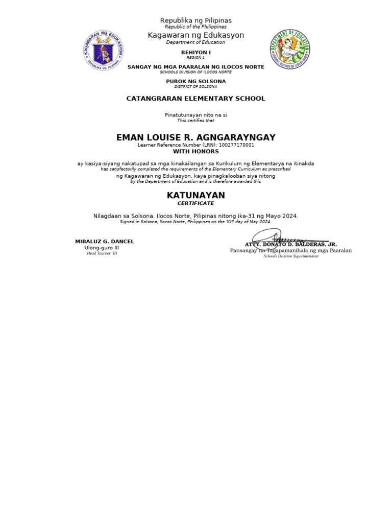 Diploma Ces2024 Elem Template | PDF