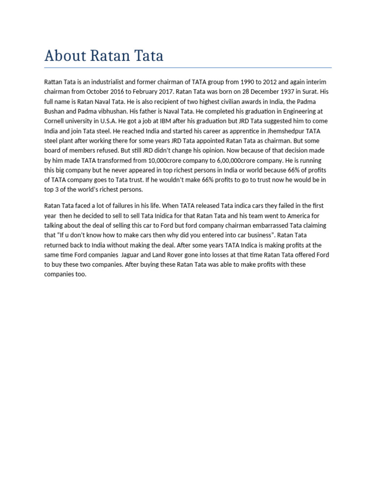 About Ratan Tata | PDF