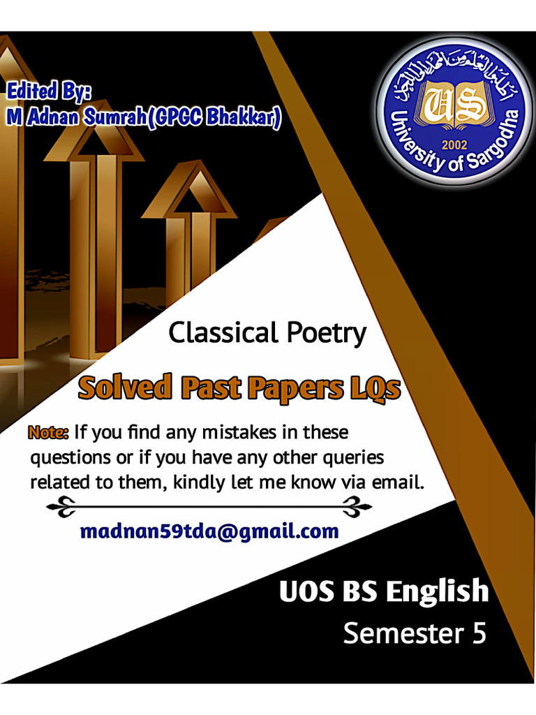 Classical Poetry Past Papers LQs Solved | PDF