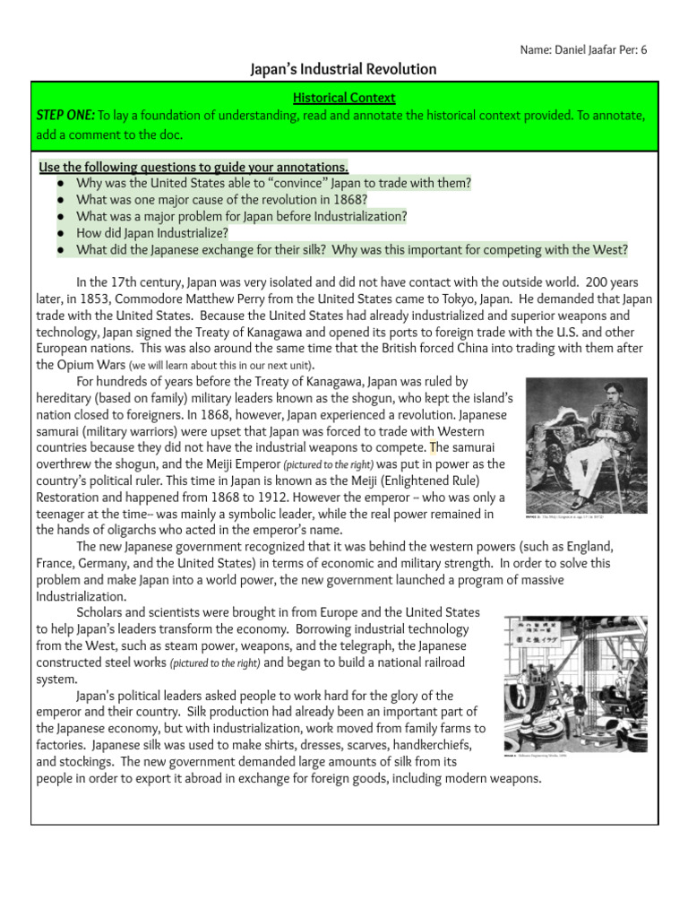 Daniel Jaafar - Japan's Industrial Revolution | PDF | Japan | Empire Of ...