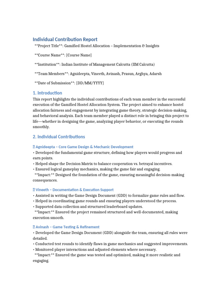 Gamified Hostel Allocation Insights | PDF | Decision Making