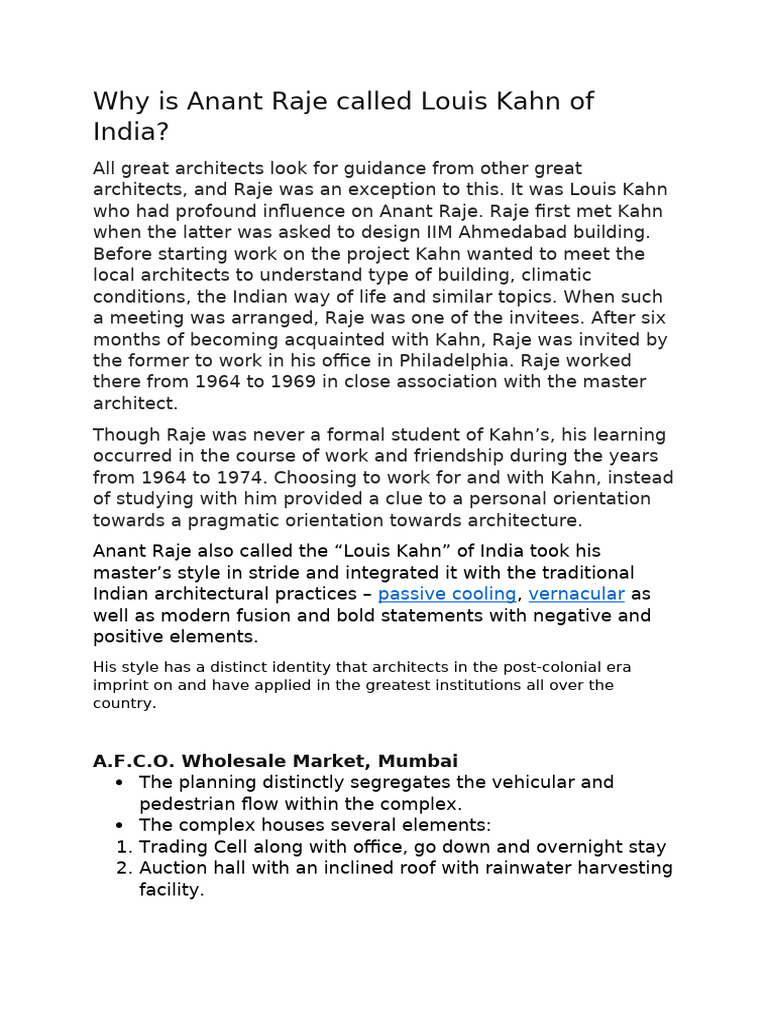 Anant Raje Indian Louis Kahn | PDF | Architectural Design | Architecture