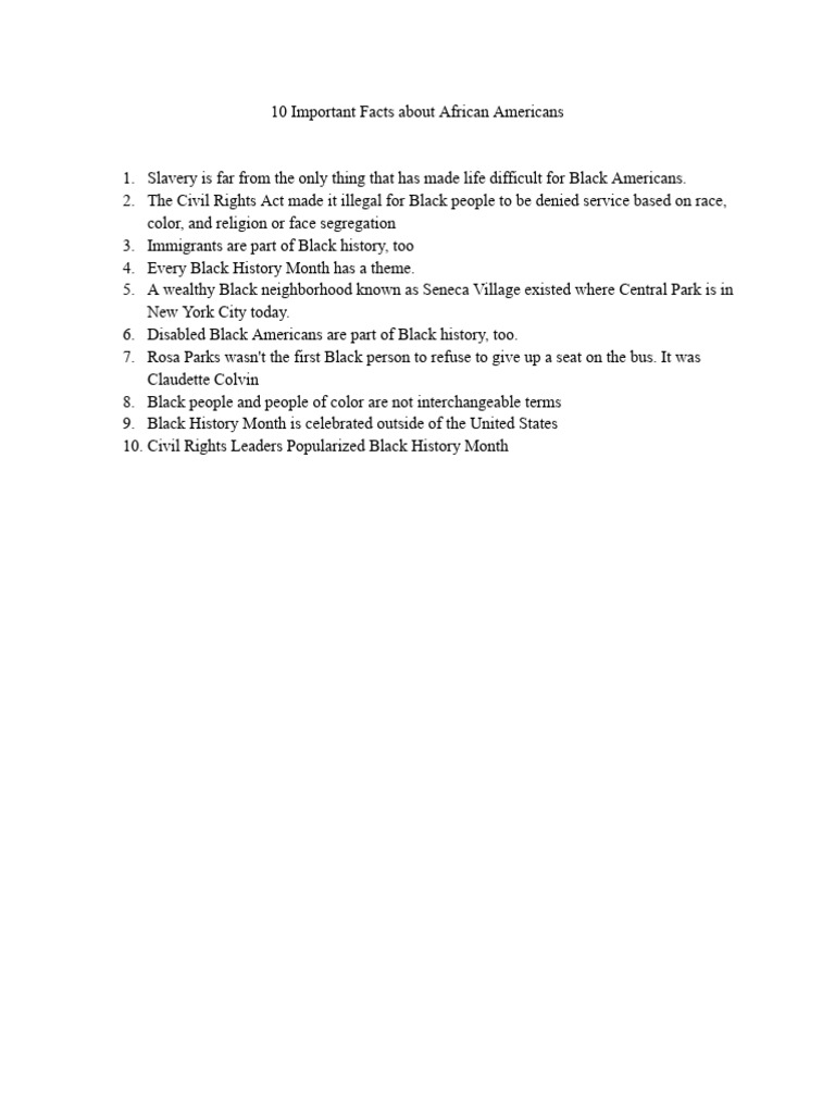 Key Facts About Black History Month | PDF