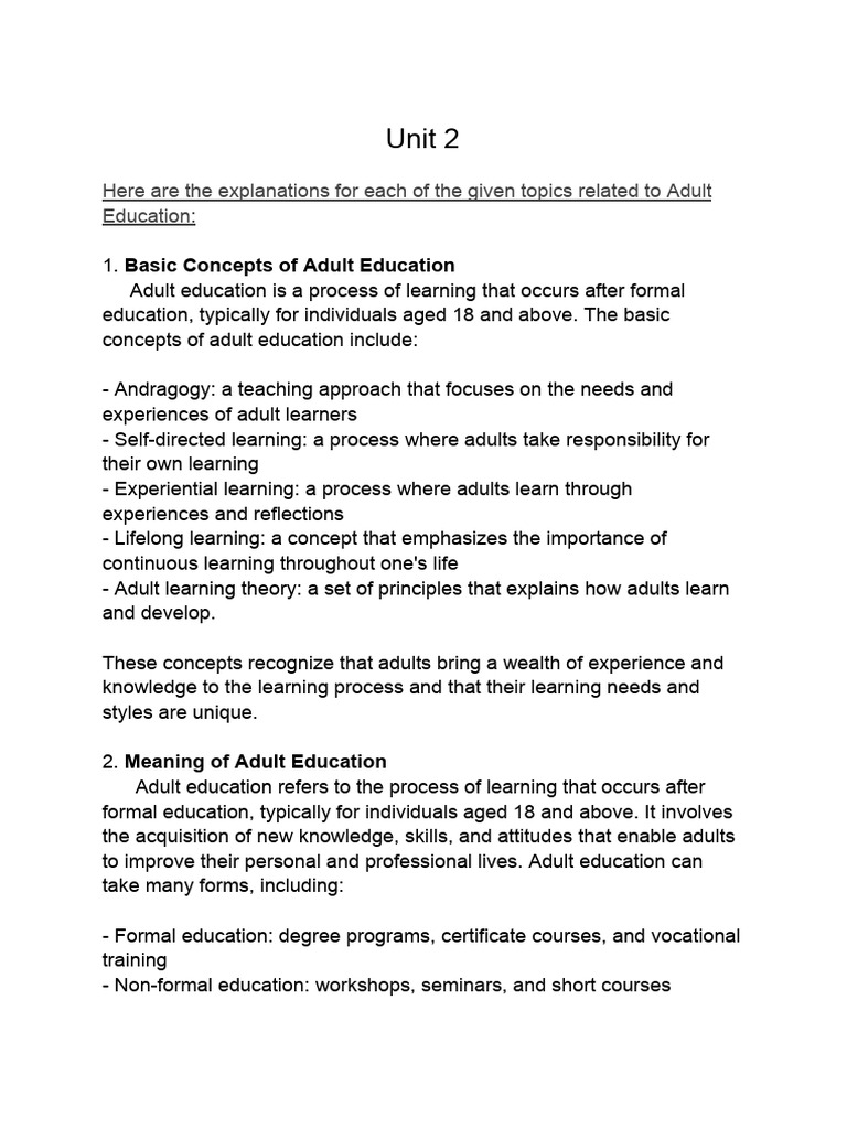 Education Unit 2 (Eng Version) | PDF | Adult Education | Literacy