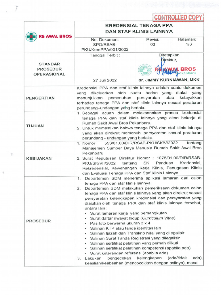 KPS 18 Ep 1-Kredensial - Tenaga - Ppa - Dan - Staf - Klinis - Lainnya | PDF