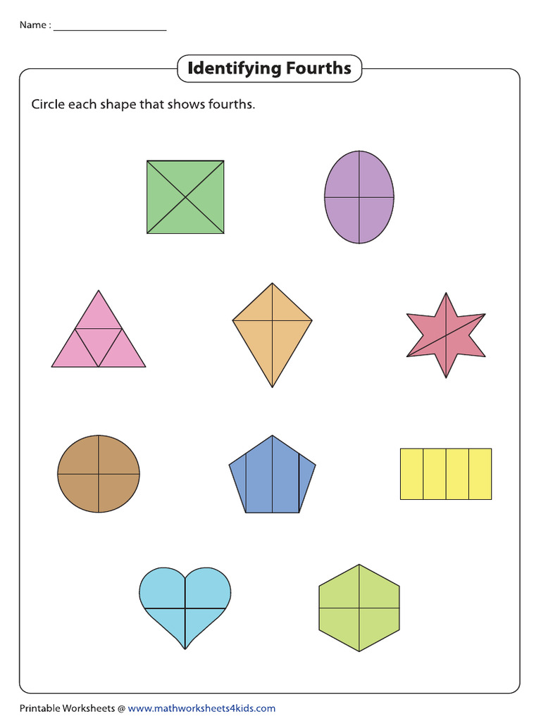 Halves Thirds Fourths Identify Fourths | PDF