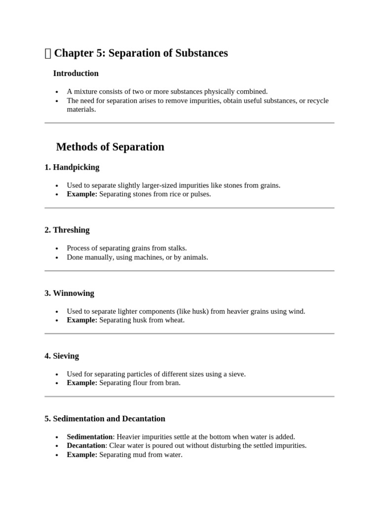 Methods for Separating Mixtures | PDF