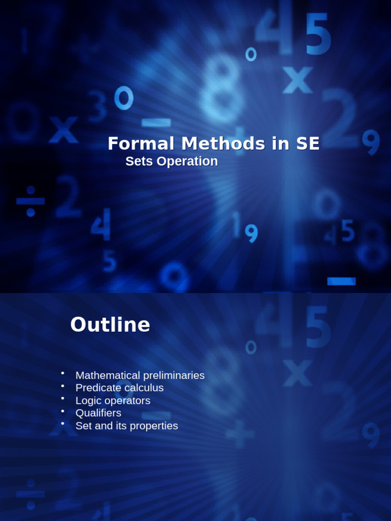 SetsOperation - Formal Methods in SE - 4th - A | PDF