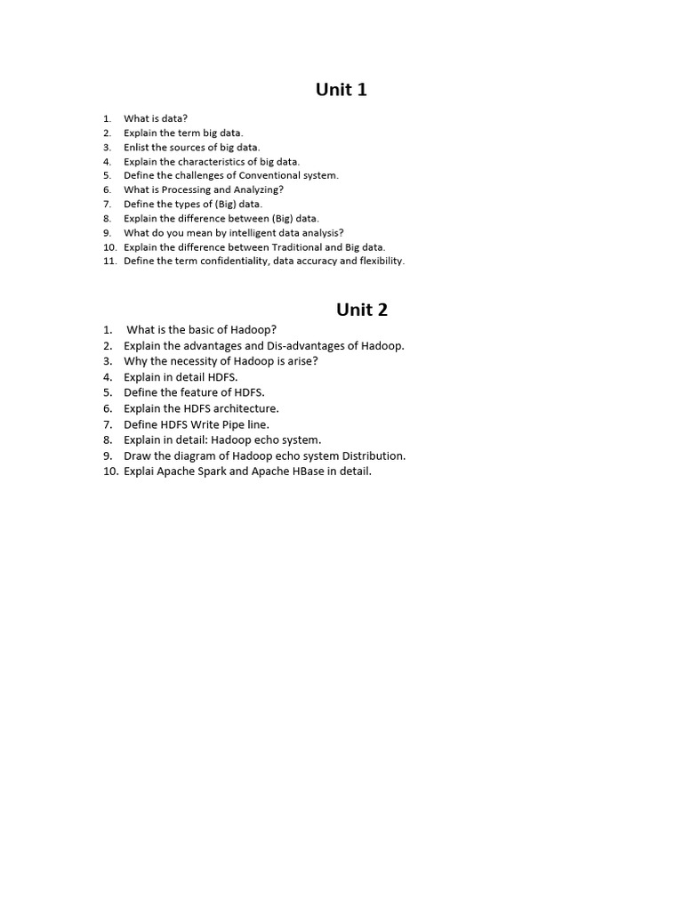 BDA Question Bank and Assignment | PDF