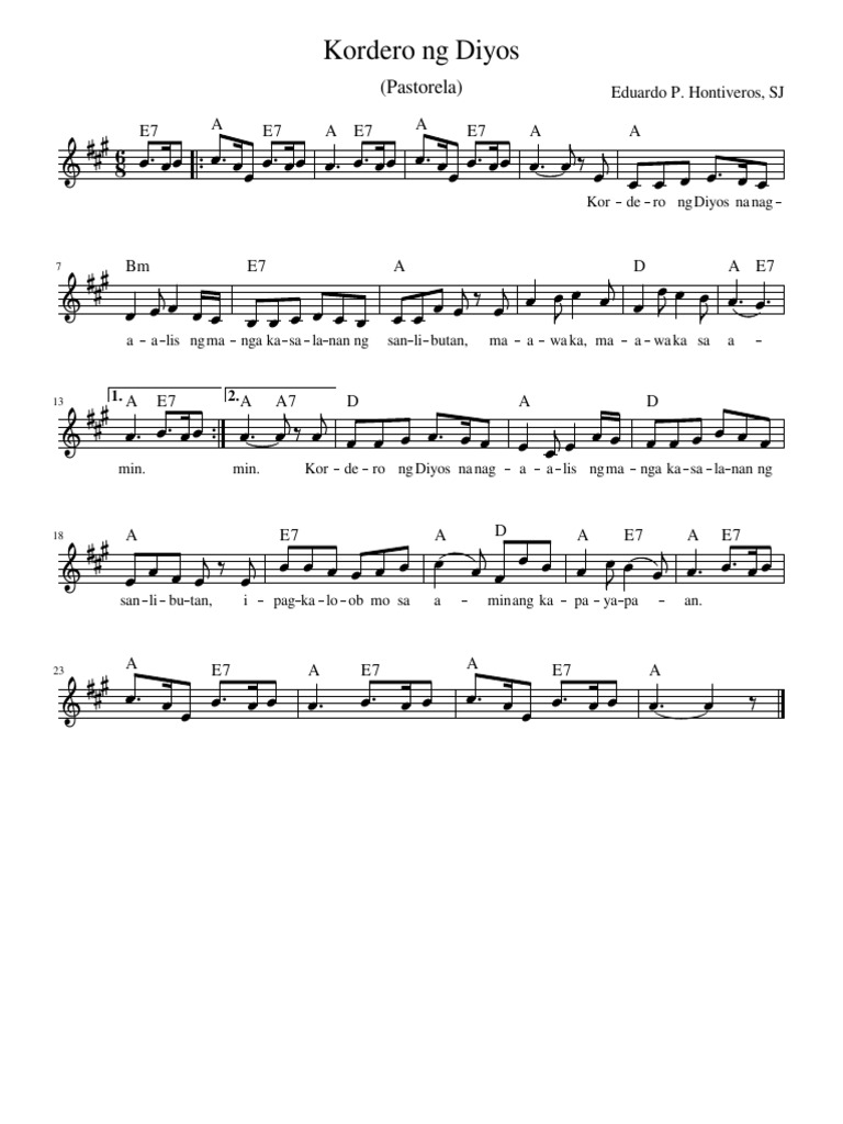 Kordero NG Diyos (Misa Pastorela) | PDF