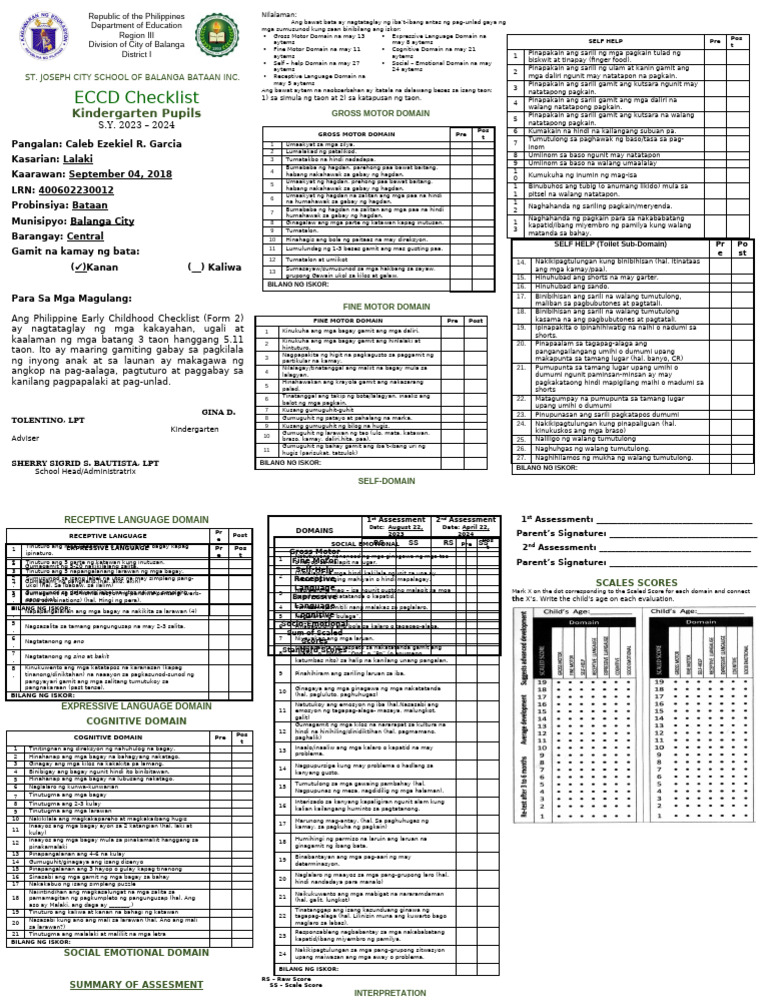 Eccd Checklist - 2023-2024 | PDF
