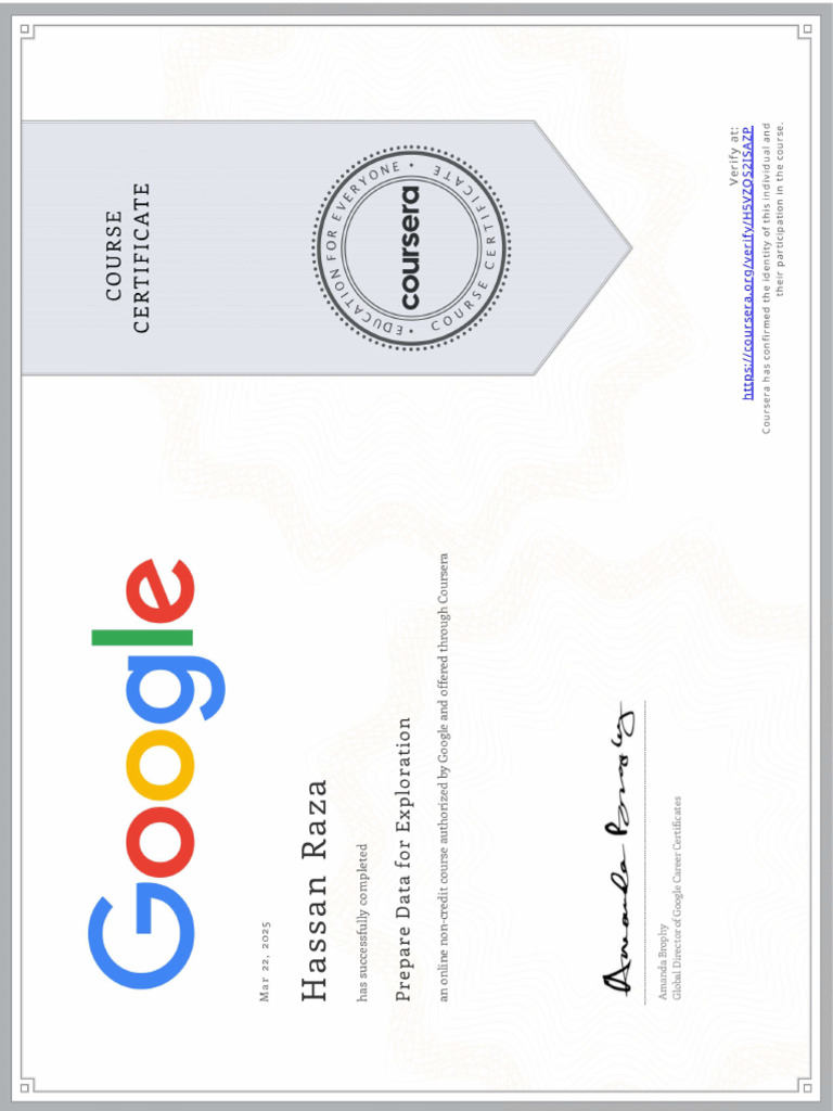 Course 3 Certificate | PDF