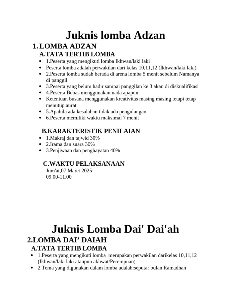 Juknis Lomba | PDF