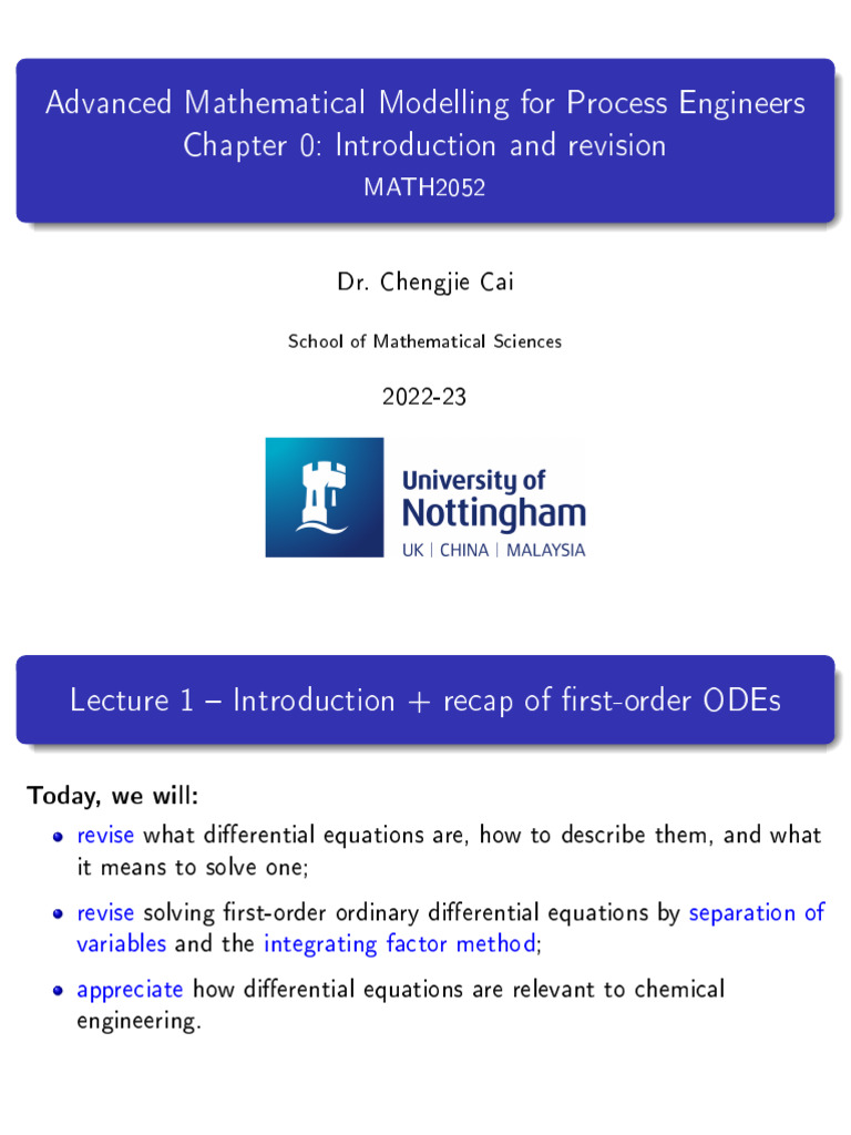 Chapter0 Intro and Revision | PDF | Ordinary Differential Equation ...